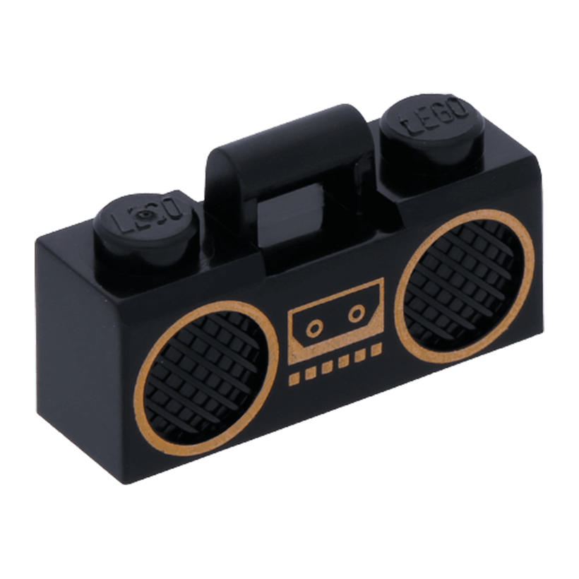 Мистецтво Lego Radio Boom Box with Bar Handle with Gold Cassette Player ...